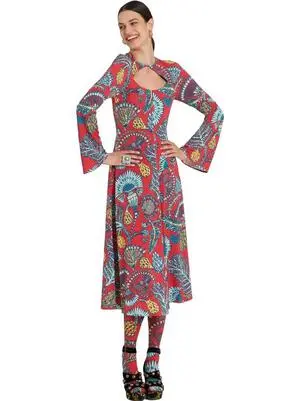 La DoubleJ Farfalla Jersey Midi Dress - Sicomore Red