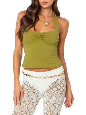 EDIKTED Poet Cinched Halter Top - Green