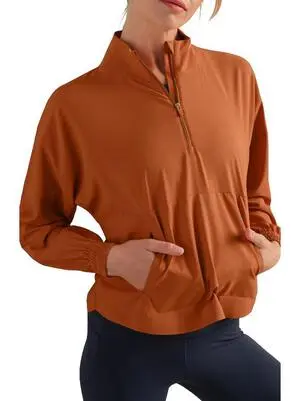 RHONE Rhone Mirage Water-Repellent Half-Zip Jacket Copper Rust