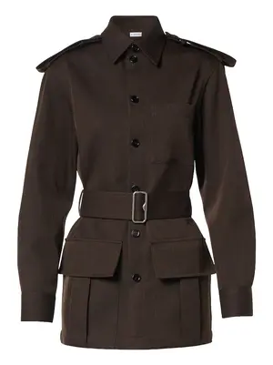 Burberry Belted Wool Jacket - Brown