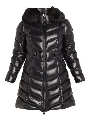 Moncler Fulmarus Faux Fur-trimmed Hooded Long Down Jacket - Black