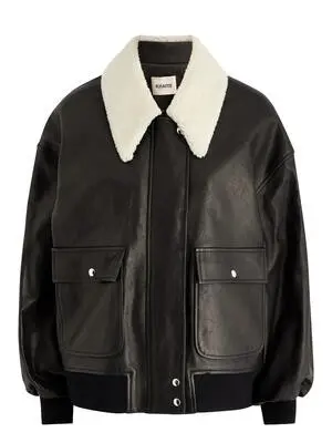 Khaite Shellar Leather Bomber Jacket - Black