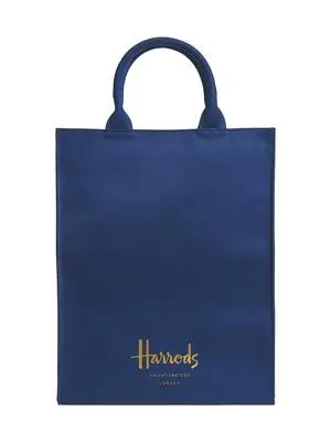 Harrods Medium Cotton Logo Tote Bag - Navy