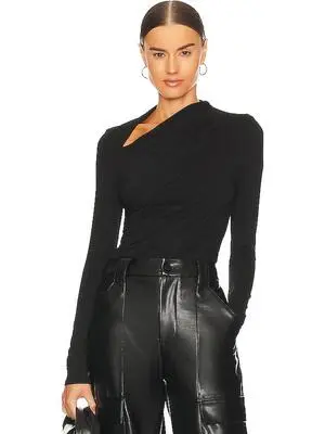 Enza Costa Lurex Jersey Slash Top - Black