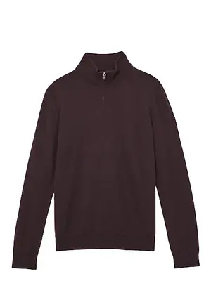 REISS Blackhall Slim-fit Merino-wool Jumper - Dark Bordeaux