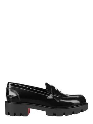 CHRISTIAN LOUBOUTIN Penny Lug Leather Loafers - Black