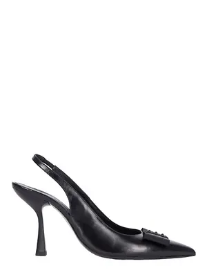The Kooples Bow-embellished Slingback Leather Heels - Black