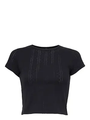 COU COU Pointelle Cotton Baby Tee - Black