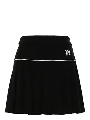 Palm Angels Monogram Pleated Mini Skirt - Black