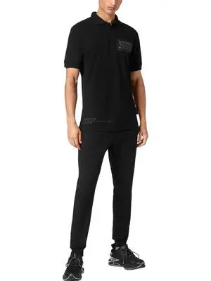 PLEIN SPORT Logo-print Piqué Polo Shirt - Black