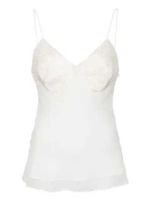 Max Mara Bead-detail Silk Tank Top - White