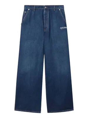 Off-White Logo-embroidered Wide Leg Jeans - Blue