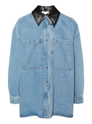 Nanushka Contrasting-collar Denim Shirt Jacket - Blue