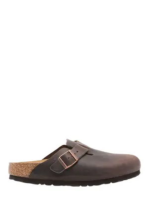 BIRKENSTOCK Boston Leather Mules - Brown