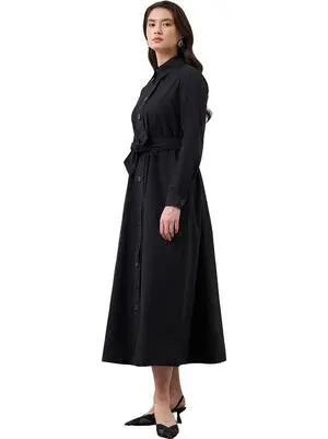 MIZALLE Belted Trench Dress - Black
