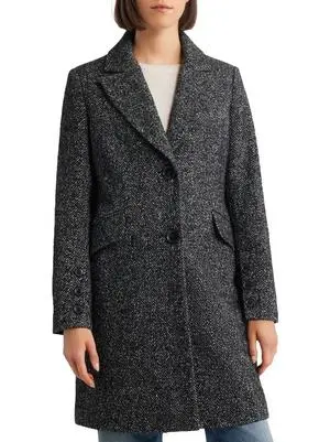 Sam Edelman Sam Edelman Reefer Wool Blend Twill Jacket Black