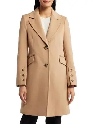 Sam Edelman Sam Edelman Reefer Wool Blend Twill Jacket Camel