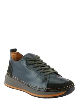 SPRING STEP SHOES Spring Step Angolan Leather Sneakers Dark Green Metallic