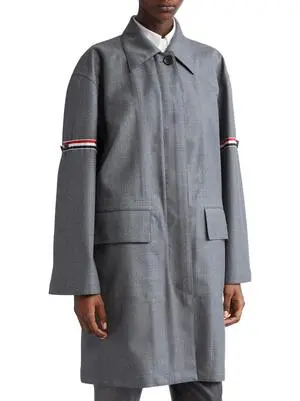 Thom Browne Tricolor Armband Wool-blend Twill Coat - Medium Grey