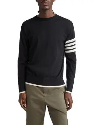 Thom Browne Virgin Wool Crewneck Sweater - Black