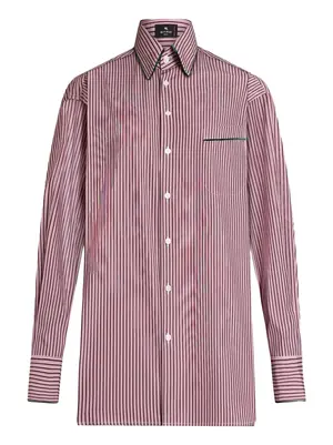 Etro Striped Poplin Shirt - Red