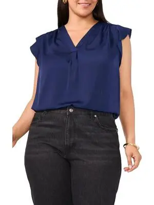 Vince Camuto Ruffle Shoulder Blouse - Classic Navy