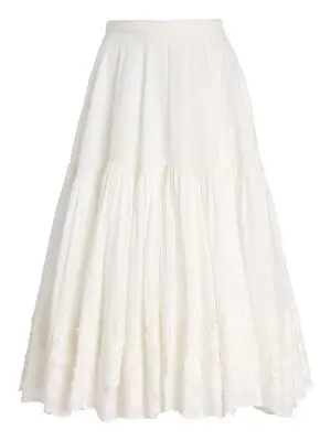 Lena Hoschek Ditsy Cotton-lace Midi Skirt - White