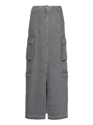Patrizia Pepe Logo-plaque Maxi Skirt - Grey