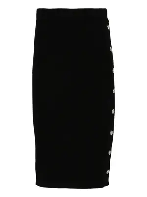 Pinko Ribbed-knit Midi Skirt - Black