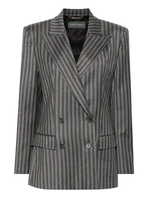 Alberta Ferretti Flannel Double-breasted Blazer - Grey