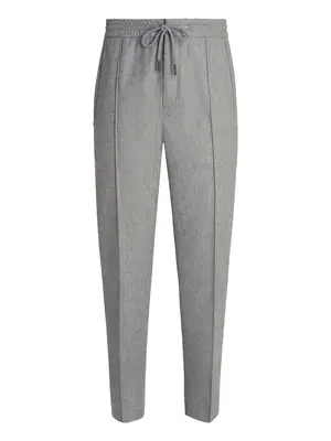 Zegna Drawstring Tapered Trousers - Grey