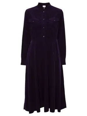 Aspesi Corduroy Cotton Midi Dress - Purple