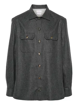 Brunello Cucinelli Mélange-effect Shirt - Grey