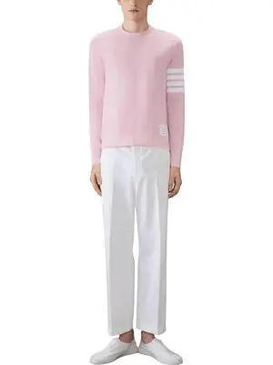 Thom Browne Three-stripe Long-sleeved T-shirt - Pink