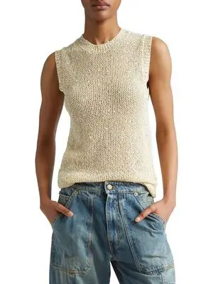 GOLDEN GOOSE Journey Sequin Sleeveless Sweater - Heritage White