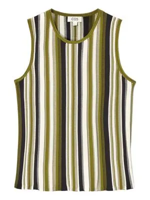 Cos Striped Knitted Tank Top Green