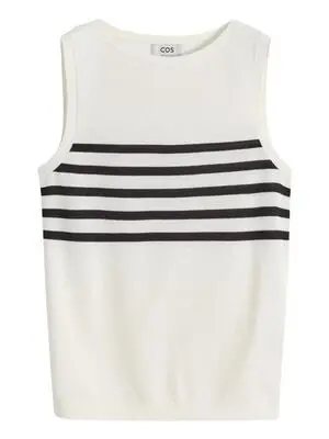 Cos Striped Knitted Tank Top - White