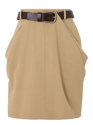 Loewe Belted Draped Mini Skirt - Brown