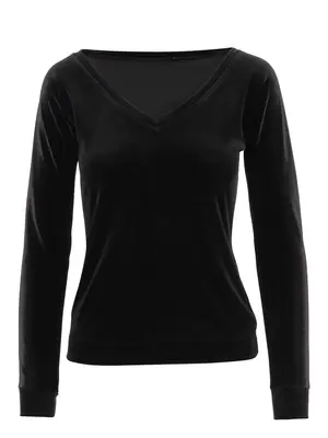 STEPHAN JANSON Stretch Velvet Jersey Top - Black