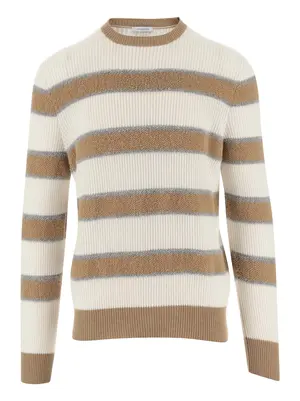 Malo Striped Cashmere Sweater - Red