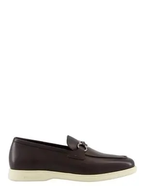 FERRAGAMO Gancini Leather Loafers - Brown