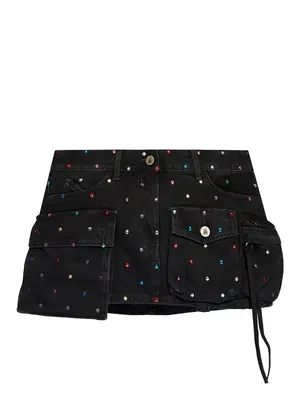Attico Fay Denim Mini Skirt - Black
