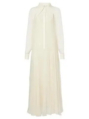Chloé Silk Chiffon Shirt Dress - White