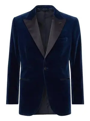 Brioni Satin-trimmed Cotton Velvet Tuxedo Jacket - Blue