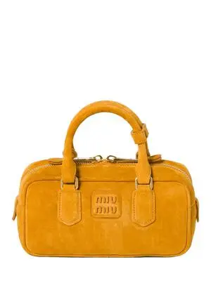 Miu Miu Arcadie Padded Suede Top-handle Bag - Whiskey