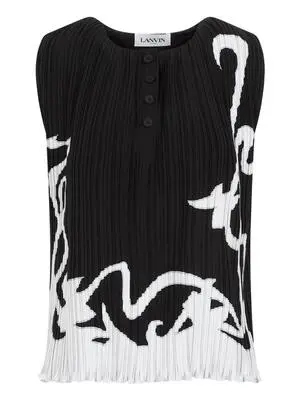 LANVIN Sleeveless Pleated Top - Black