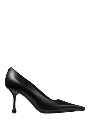 JIMMY CHOO Ixia 80 Logo-embellished Leather Heeled Courts - Black