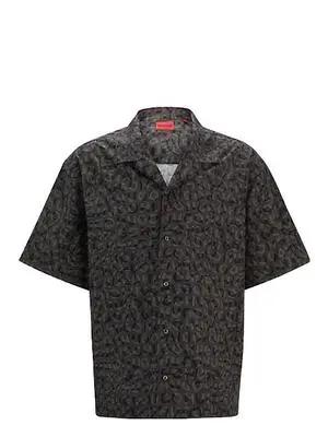 Hugo Logo-print Short-sleeve Cotton Shirt - Black