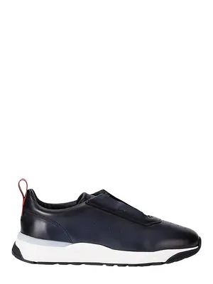 Santoni Innova Perforated Leather Low-top Trainers - Navy