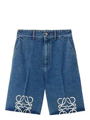 Loewe Anagram Raw-hem Denim Shorts - Jeans Blue